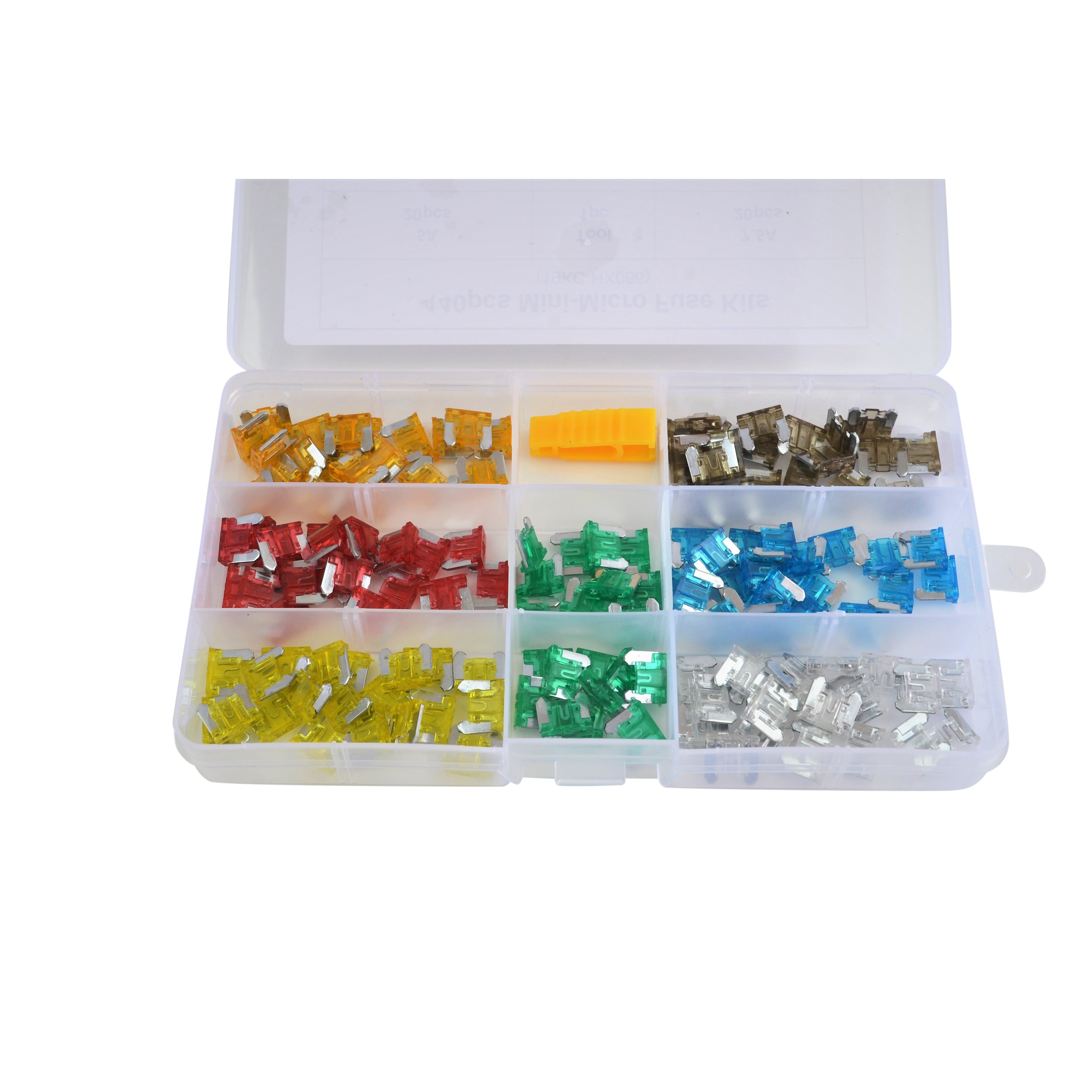 140pc Mini Micro Low Profile Car Auto Fuse Grab Kit Assortment